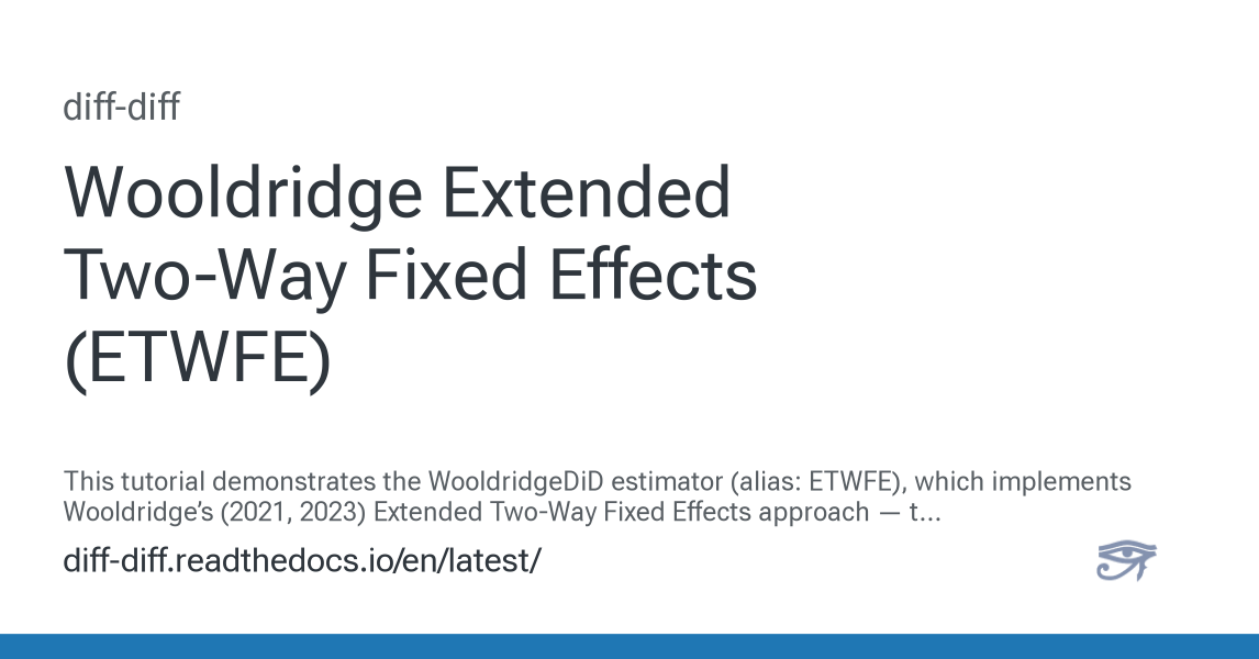 Wooldridge Extended Two-Way Fixed Effects (ETWFE) — diff-diff ...
